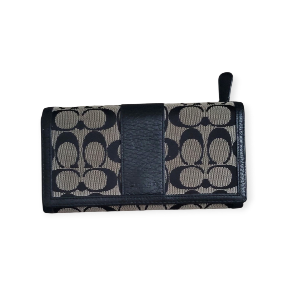 Coach Black And Gray Signature Wallet - Gem